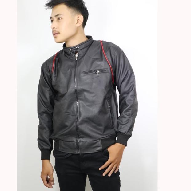 HITAM Ariel Model Semi Leather/Semi Leather Jacket - Black, L | Shopee ...