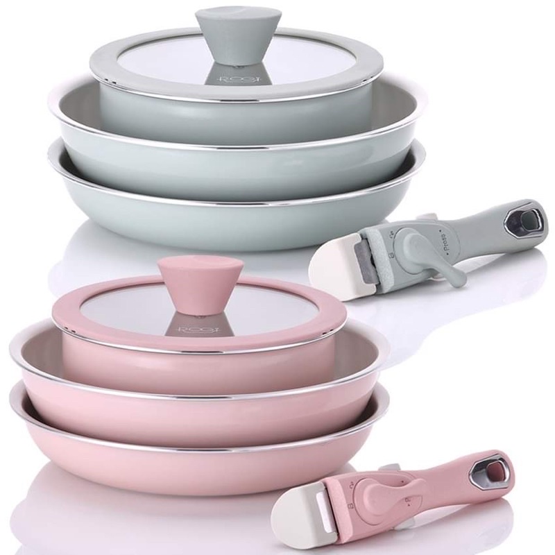 Rogi IH Pot & Frying Pans Cookware Set with Detachable Handle | Shopee ...