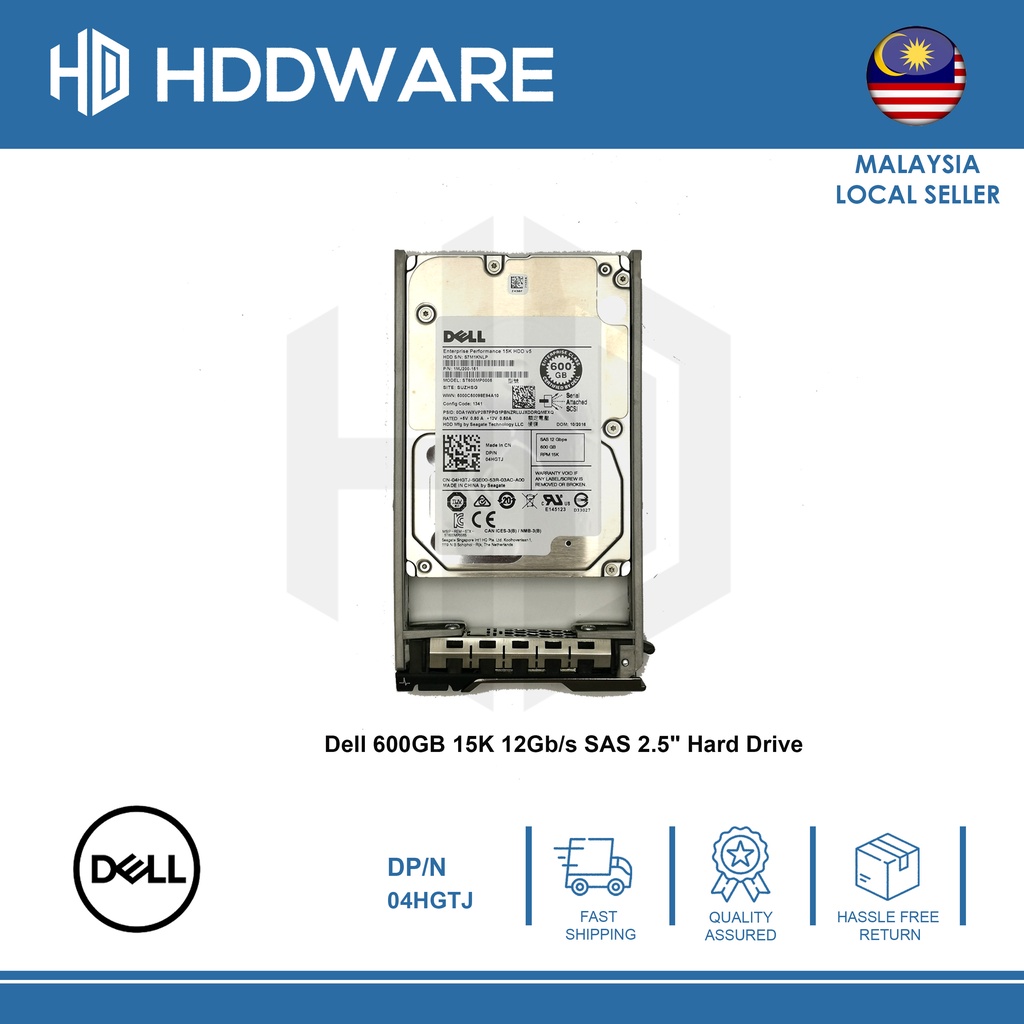 DELL 600GB 15K 12G SAS 2.5'' 512n HDD // 04HGTJ // 4HGTJ // ST600MP0005 ...