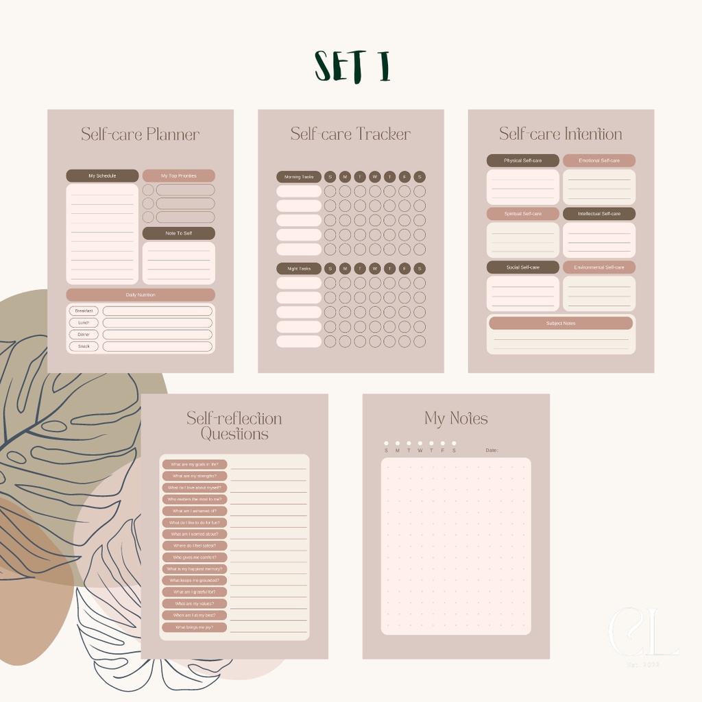 Digital Planner Template | Self-Care Motivation Daily Weekly Journal ...