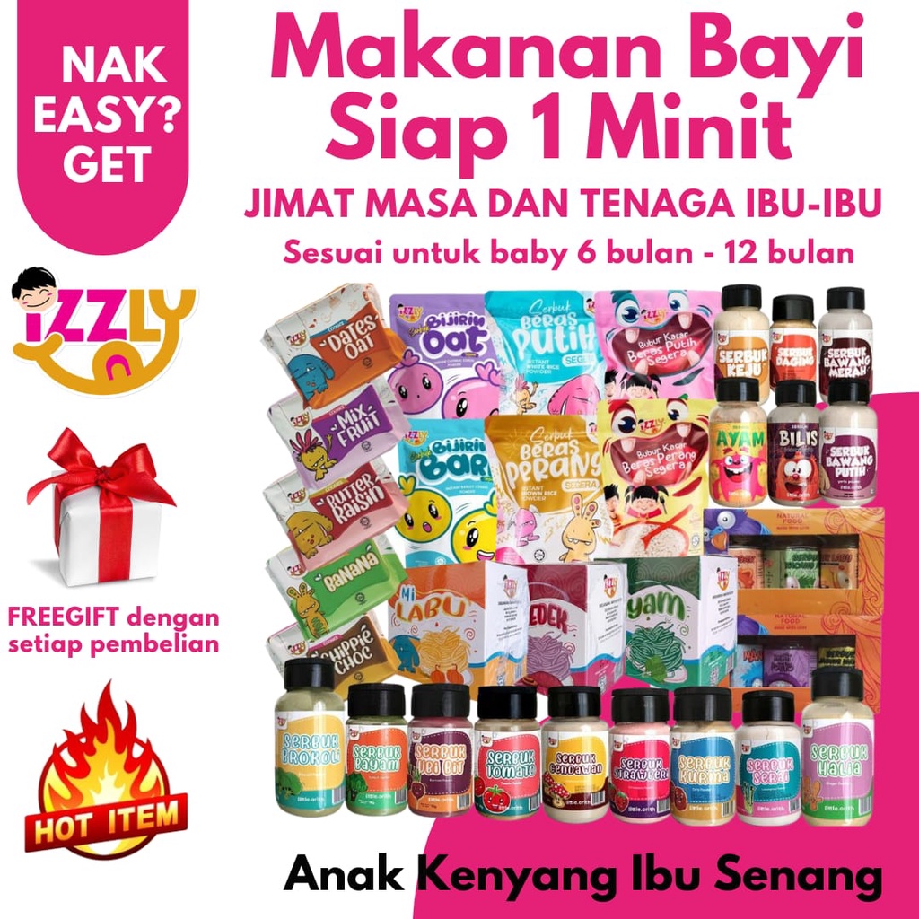 Freegift IZZLY Baby Food Set 6M 7M 8M 9M 12M Makanan Bayi Makanan Baby ...