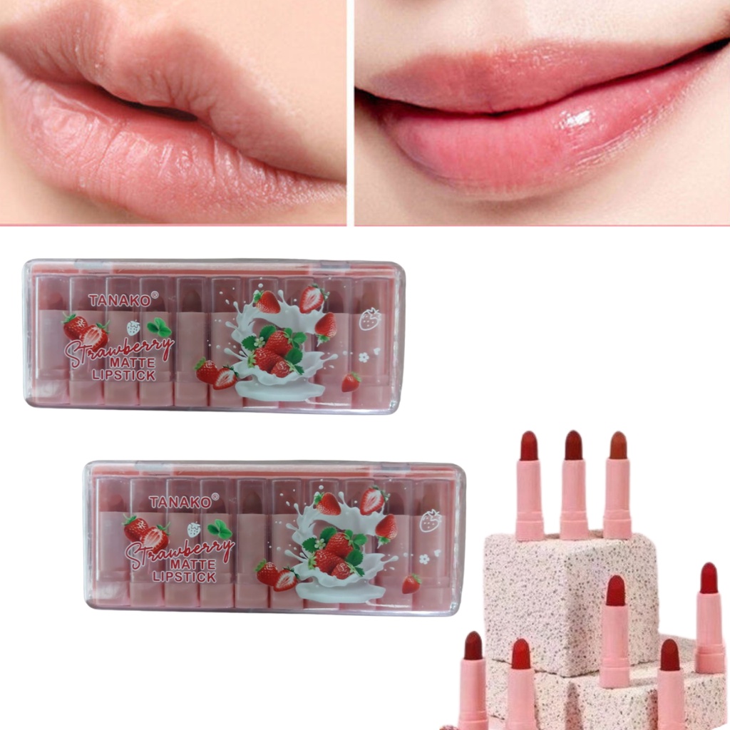 TANAKO STRAWBERRY LONG LASTING & MATTE LIPSTICK (1BOX:10PCS) | Shopee ...