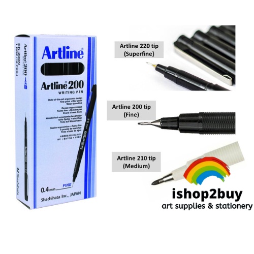 Artline 210 Writing Pen 12pcs / Box Artline 200 0.4mm Fine Black Pen ...