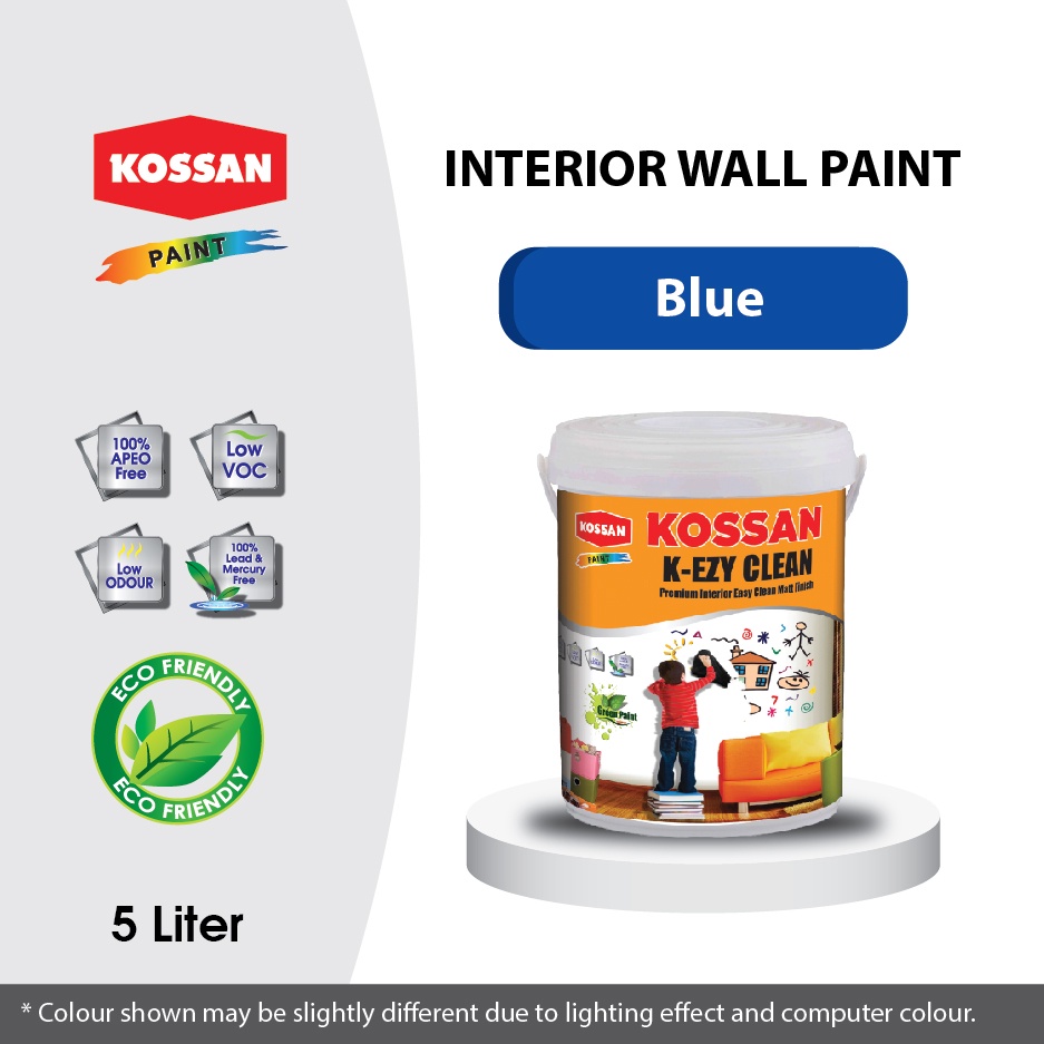 5L Kossan K-ezy Blue Colour Series K-eazy Clean Eco Interior Wall Paint ...