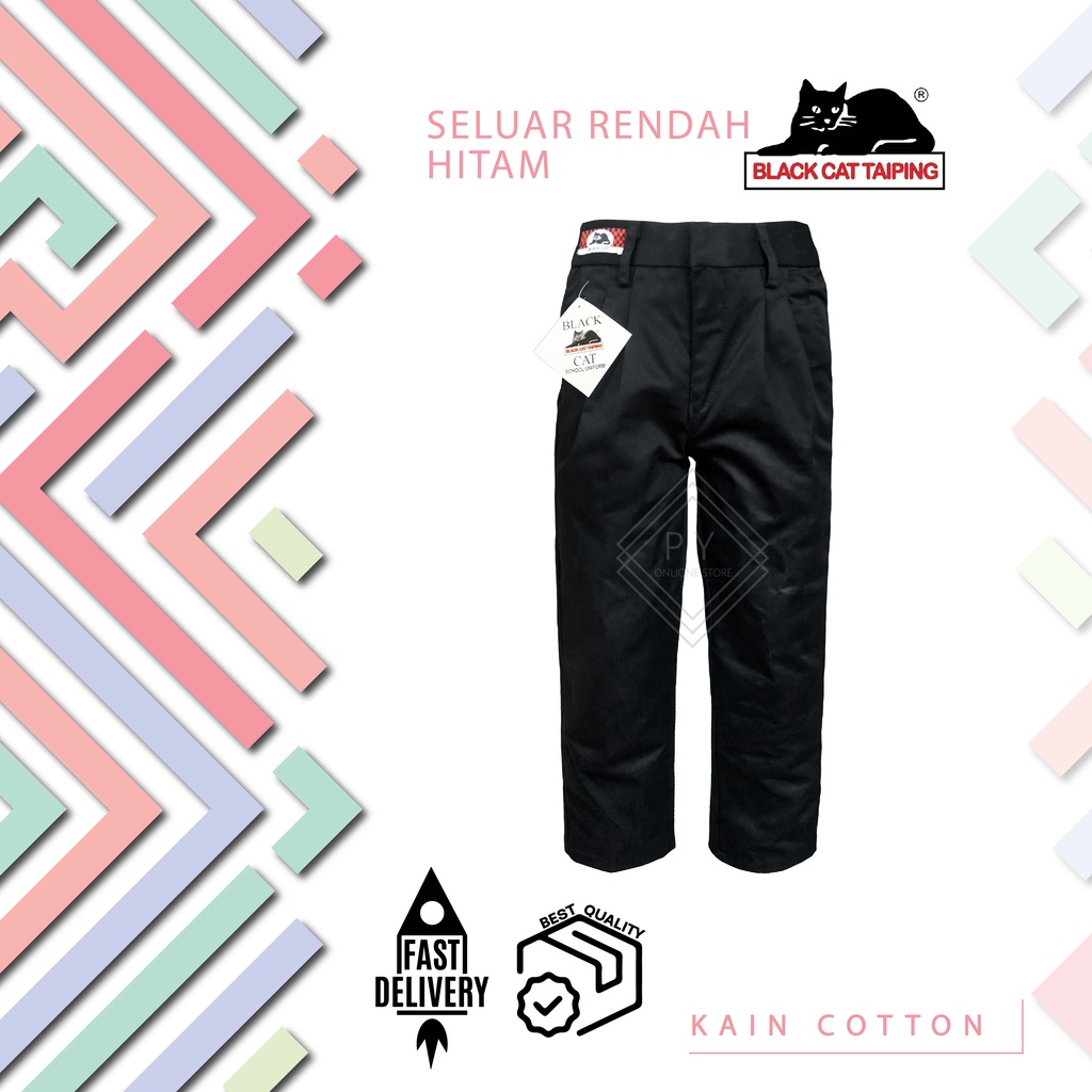 SELUAR HITAM PANJANG PINGGANG GETAH COTTON SEKOLAH RENDAH - BAJU ...