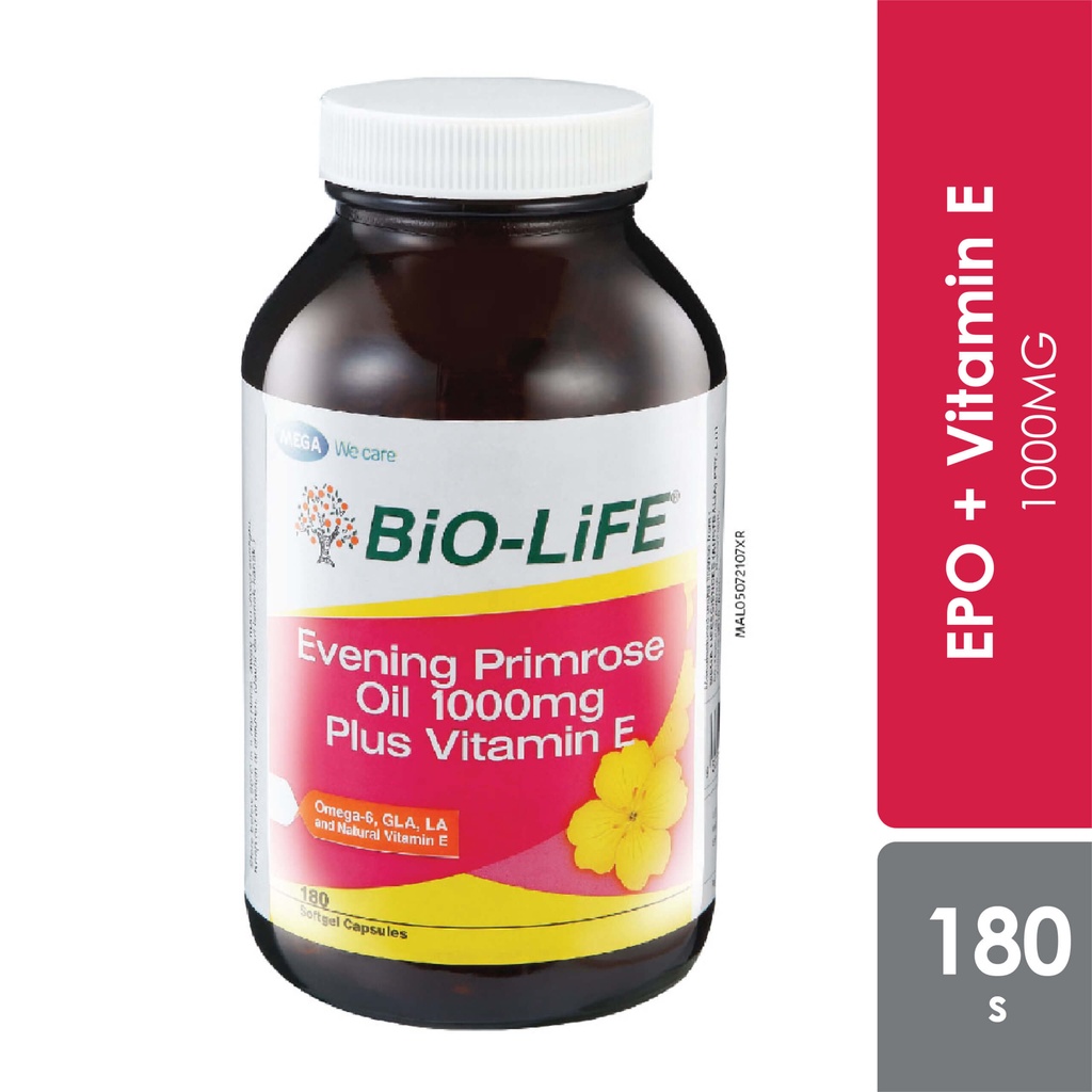 Bio-Life Evening Primrose Oil 1000mg Plus Vitamin E/Omega-6和维生素E/Omega ...