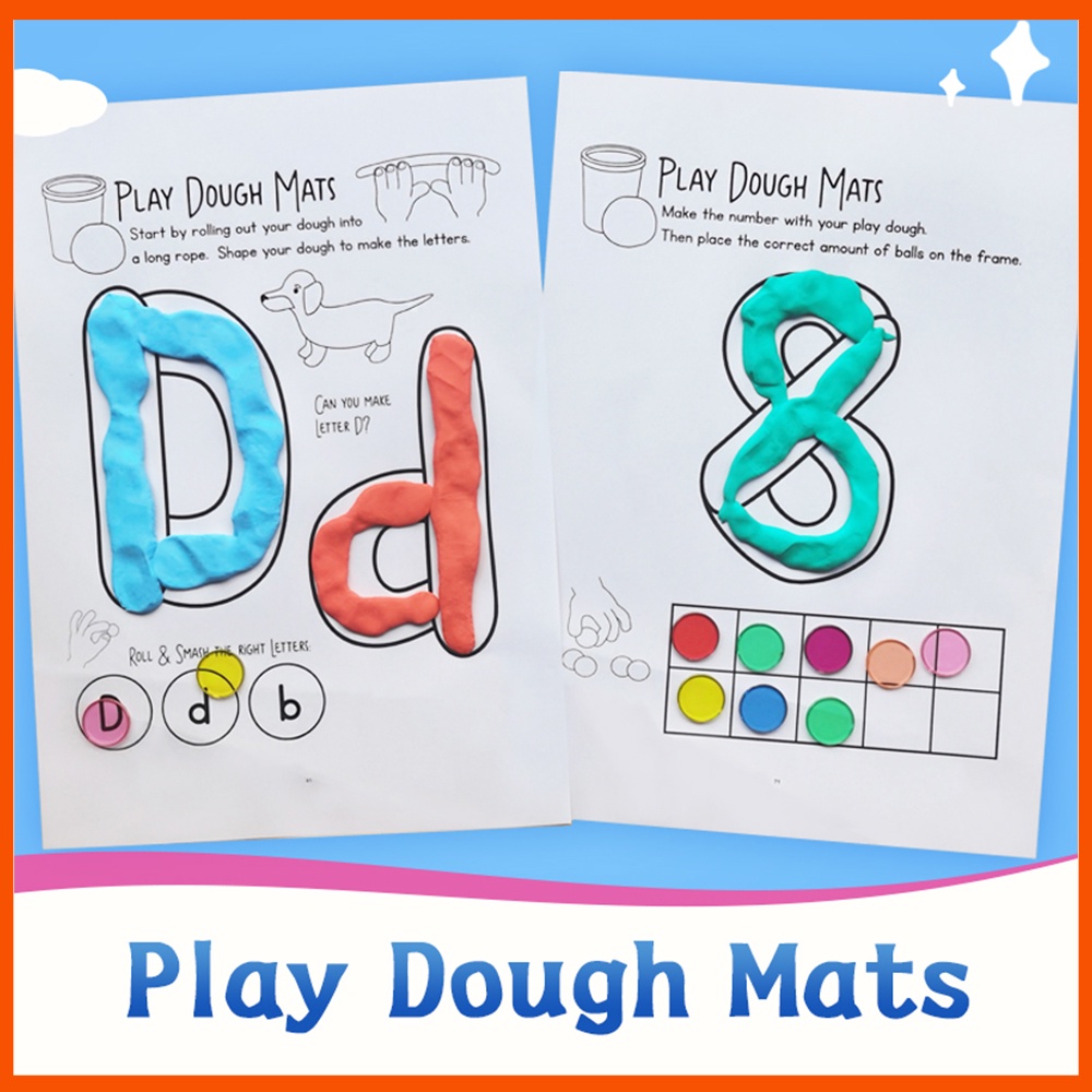 73 Pcs Alphabet Numbers worksheet Fun English Play Dough Mats Homework ...
