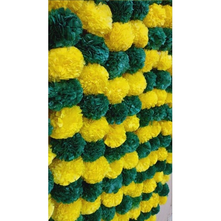 (1 PACK CONTAINS 5 STRINGS) Artificial Marigold Genda Zandu Flower ...