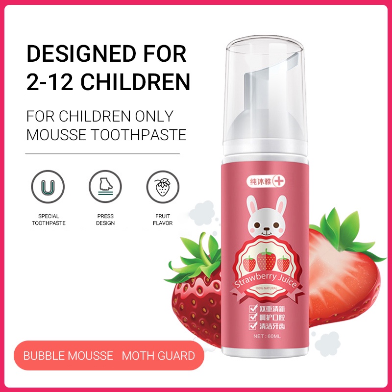 READY STOCK🌈 Baby Foam Toothpaste Children Oral Care Cleansing Mousse ...