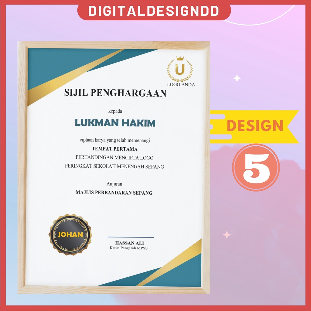 Sijil digital 48 template digital certificate pelbagai pilihan edit ...