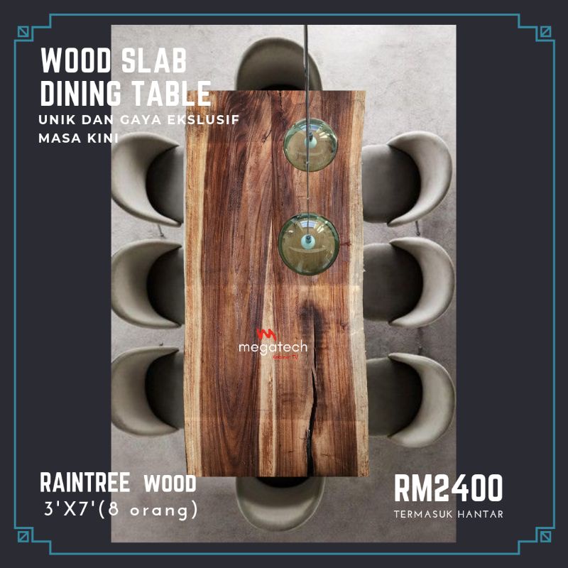 Meja makan kayu balak / dining table wood slab | Shopee Malaysia