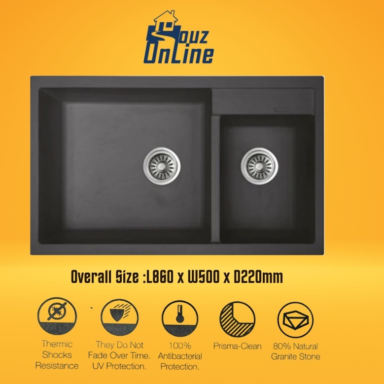 PRIMERA GL86502 DOUBLE BOWL GRANITE SINK COME WITH COME 2 C0LOUR AND ...