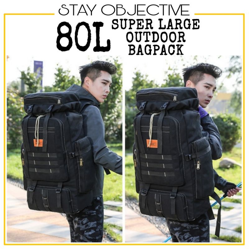 80L Large Capacity Backpack Beg Hiking Bag Military Daki Gunung Camping ...