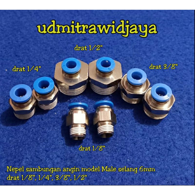 Pneumatic fittings / 6mm air hose connection, Male model, Straight ...