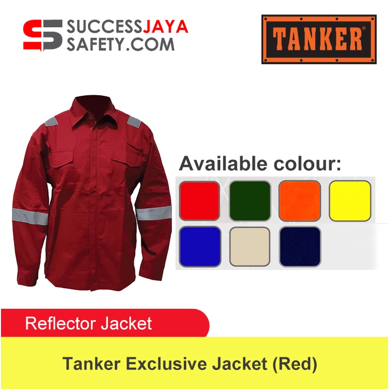 TANKER Reflector Jacket - Red Two slack-style front pockets👷🏼🛠 | Shopee ...
