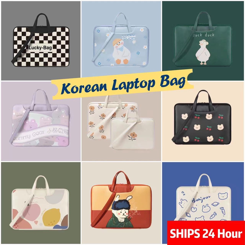 Ready Stock Laptop bag Large capacity cartoon cute PU leather ...