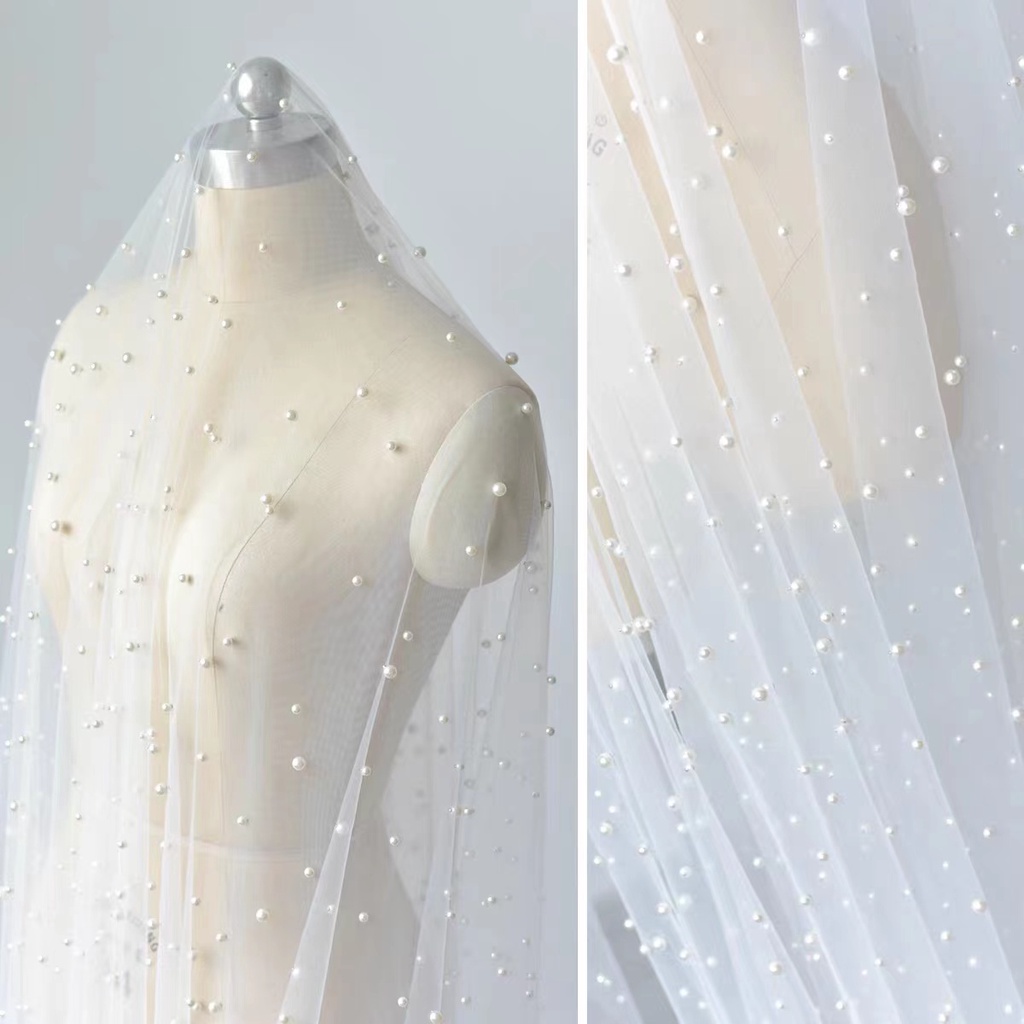 1 Meter Price Soft silky pearl gauze fabric net nail pearl gauze ...