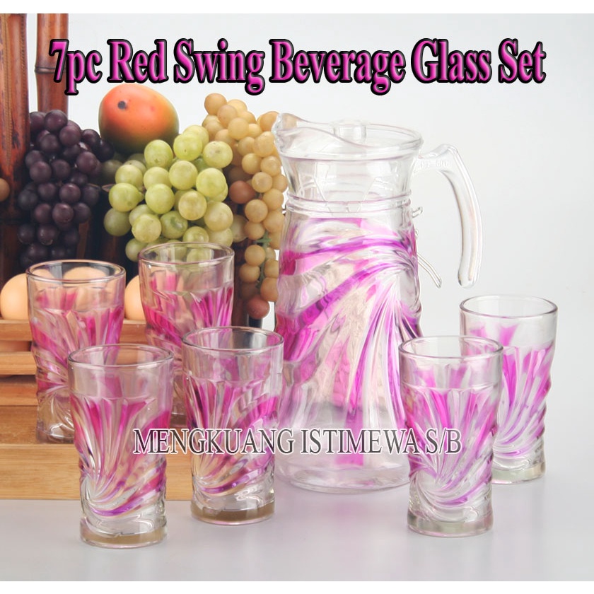 Fancy 7pc & cover Beverage Drink Set Tivoli / Minuman Crystal Clear ...