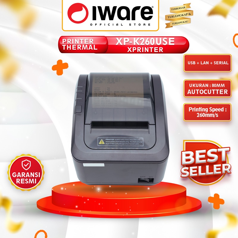 80mm Thermal Printer Cashier Xprinter XP-K260USE USB+SERIAL+LAN ...