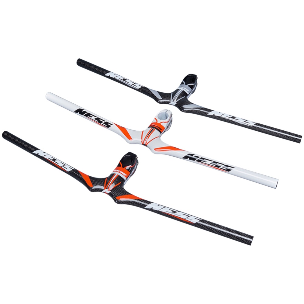 ﹉NESS Carbon Fibre Bicycle Flat Handlebar MTB Integrated Handlebar With ...