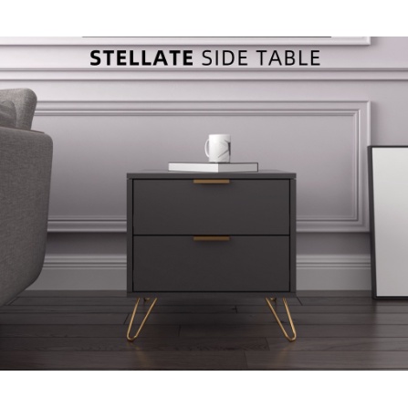 Stellate Series Side Table Bedroom Side Drawer Bedside Table Meja Sisi Meja Kecil Metal Leg ...