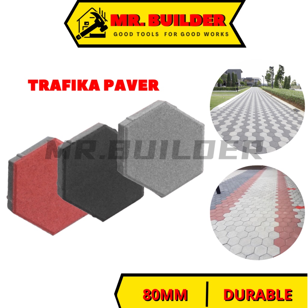 MR. BUILDER Trafika Paver 80MM Hexagon Interlocking Paver Brick Bricks ...