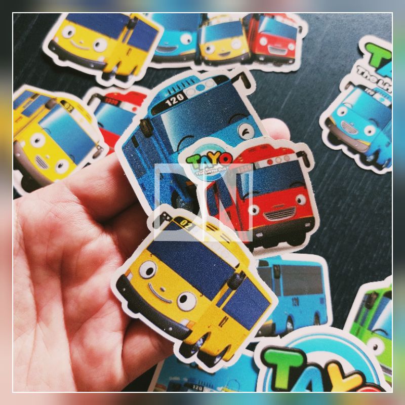Contains 14 pcs of tayo bus stickers, glossy stickers, cute tayo bus ...