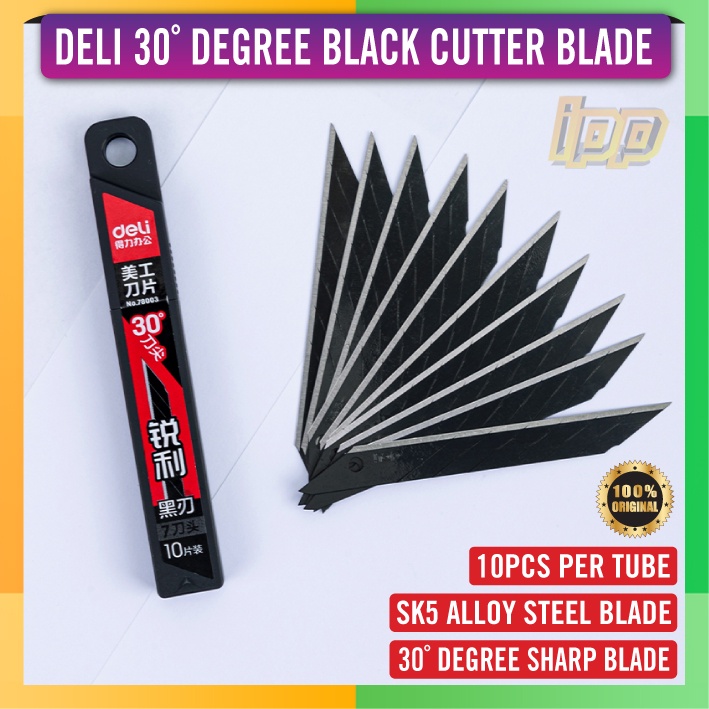 Deli Small Black Cutter Blade 70mm SK5 Steel Blade / 30˚ Degree Sharp ...
