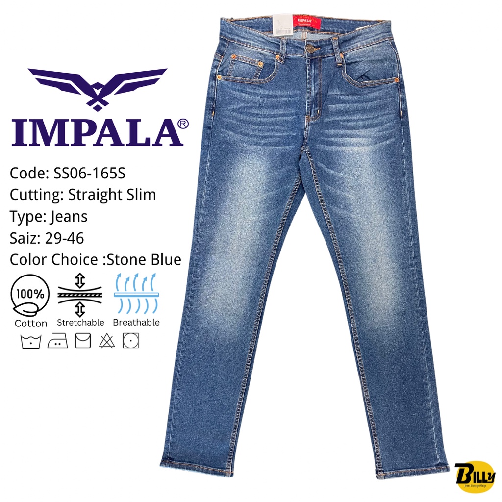 IMPALA Brand Men’s Straight Slim Stretchable Jeans ( SS06-165S ...