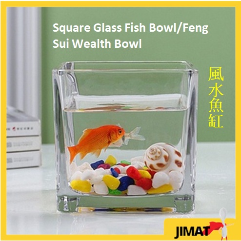 Glass Square Fish Bowl, Clear Plant Flower Pot, Fish Tank Turtle Jar ...