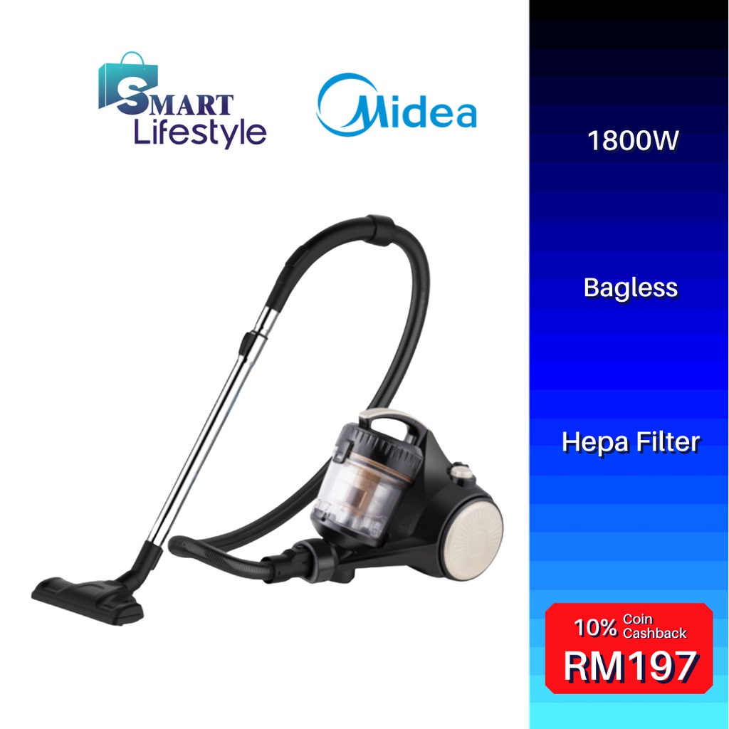 Midea 1800W Bagless Vacuum Cleaner with HEPA Filter MVC-V18K-BG ...