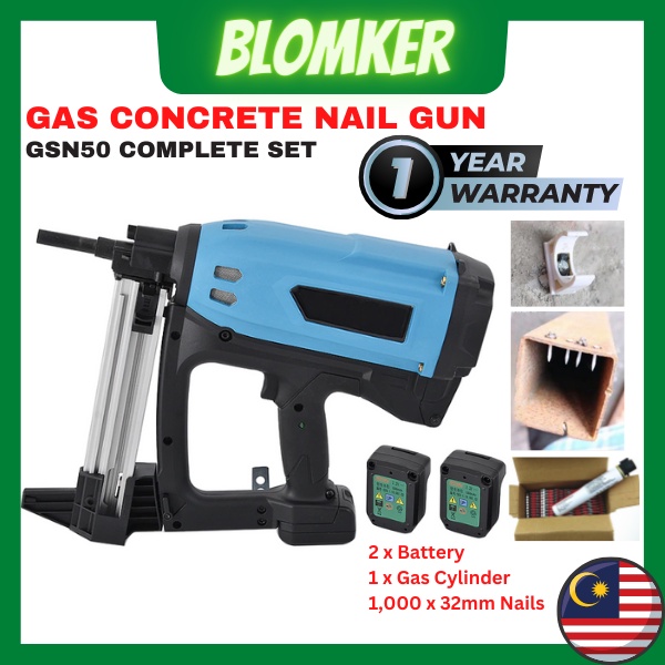 Cordless Gas Concrete Nailer Gun Battery Powered Wood Metal Ceiling ...