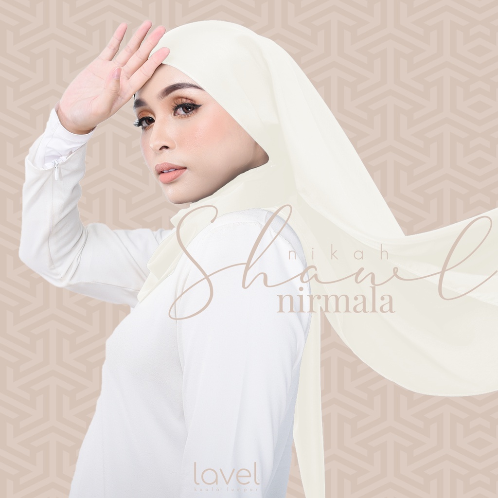 Shawl Offwhite Chiffon Nikah Shawl Heavy Chiffon Pengantin Nikah Kahwin ...