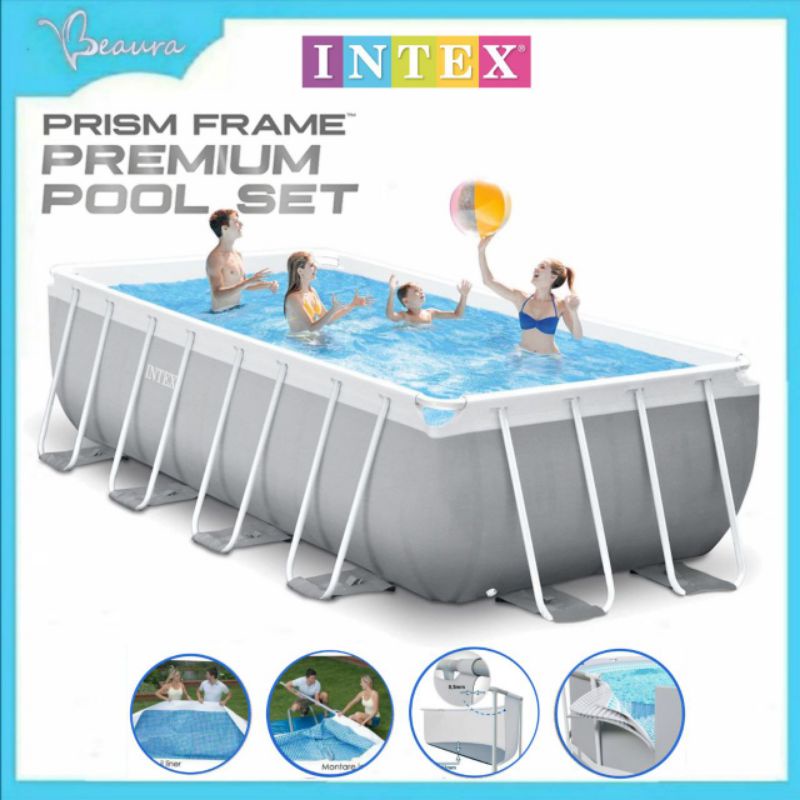 🔥Intex Prism Frame Rectangular Swimming Pool Kolam Renang Besi Steel ...