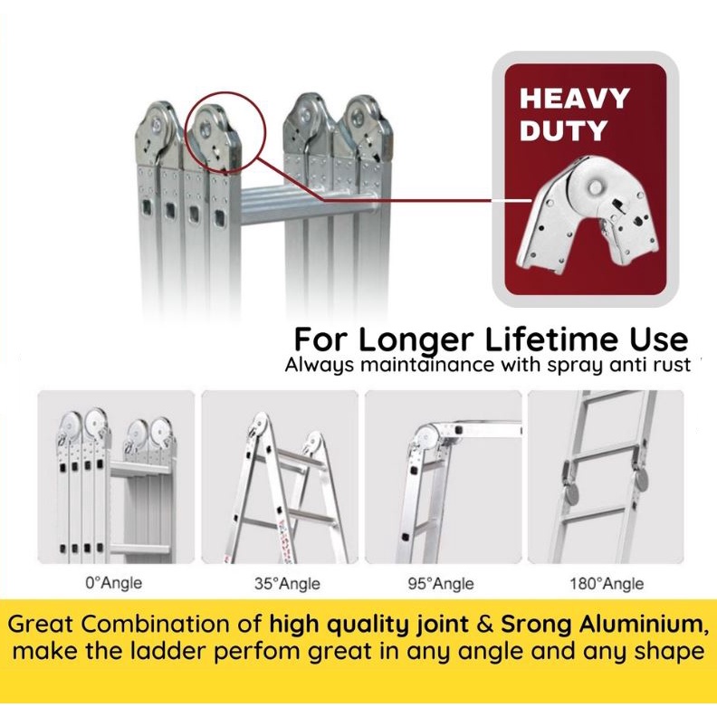 Multipurpose Ladder Foldable Heavy Duty Tangga Aluminium Ladder Double ...