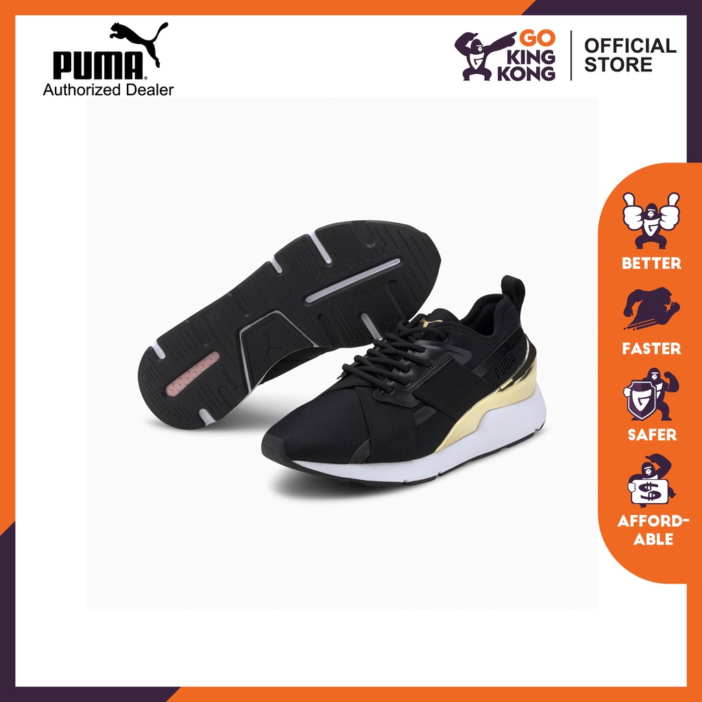 PUMA Muse X-2 Metallic Wn s-Puma Black-Puma Team Gold-Adults-Female ...