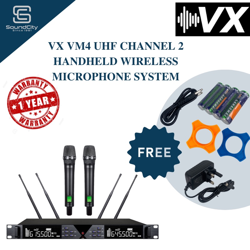 VX VM4 UHF Channel 2 Handheld Wireless Microphone System With 4 Antenna Stable Wireless Mic ...