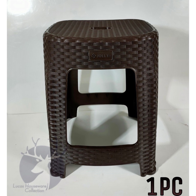 JOLLY PLASTIC STOOL CHAIR RATTAN DESIGN CHAIR | Shopee Malaysia