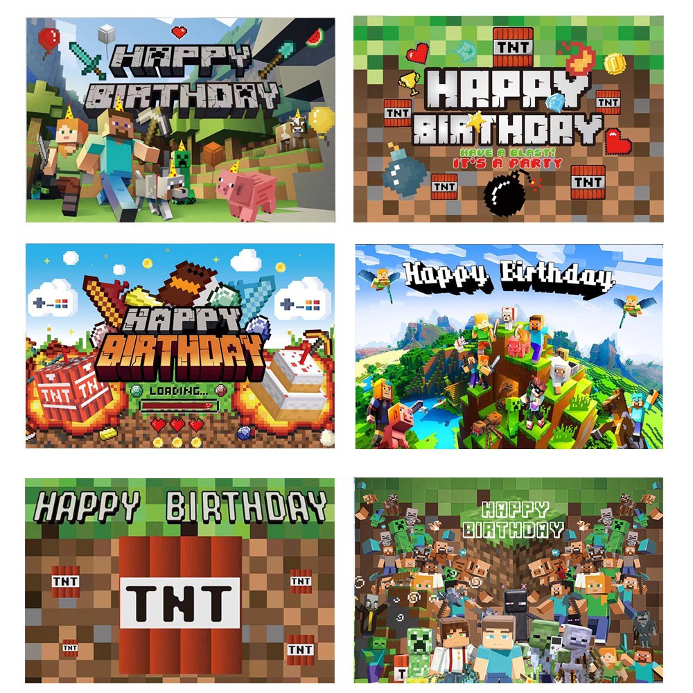 [New Store Promotion] Minecraft Birthday Background Cloth Theme ...