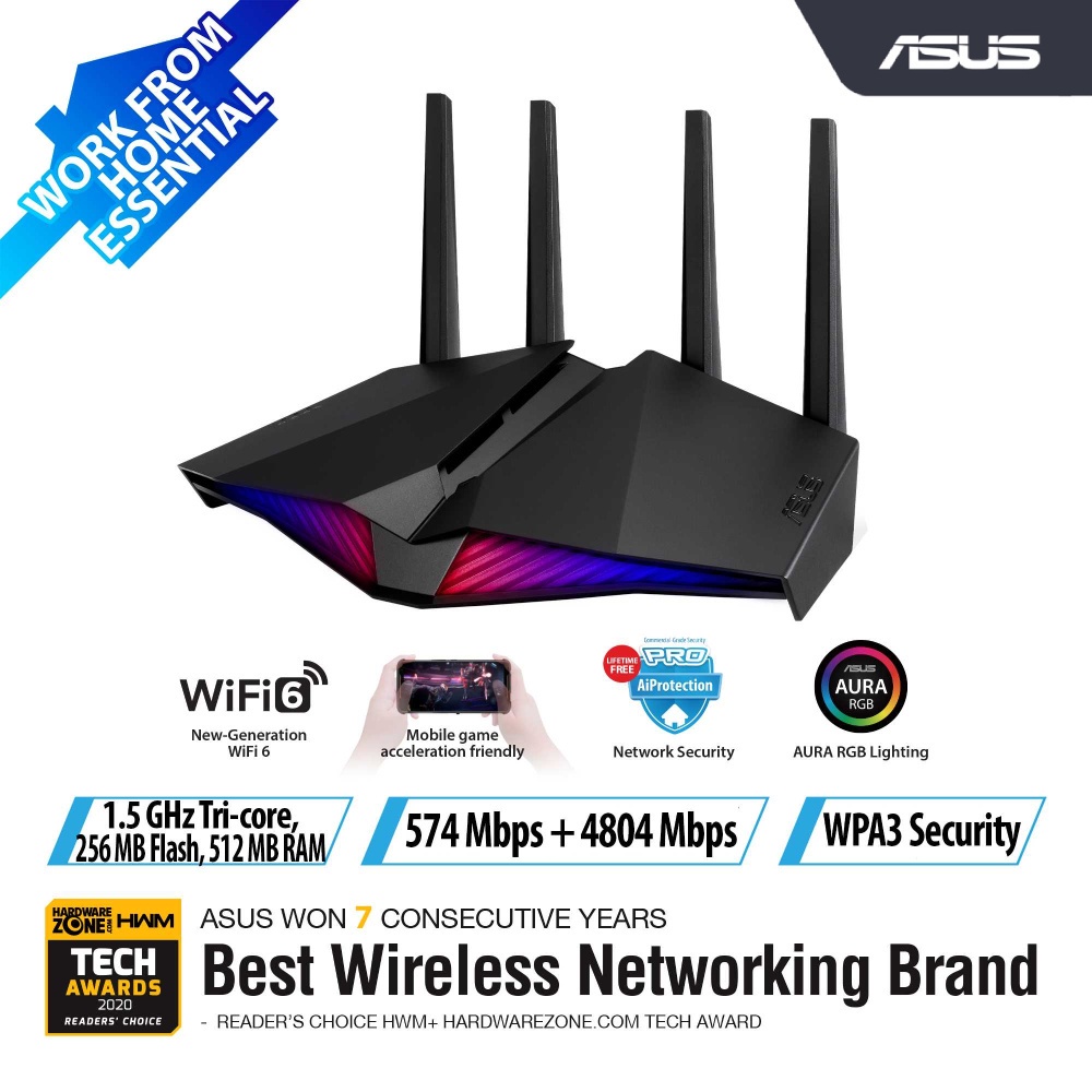 ASUS RT-AX82U AX5400 WiFi 6 Gaming Router Wireless AX Mesh Router ...