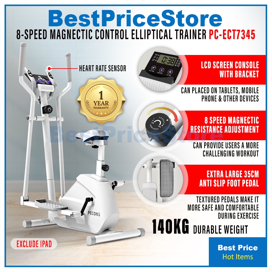BPS Elliptical Cross Trainer Bike 8 Speed Resistance Magnetic 6kg ...