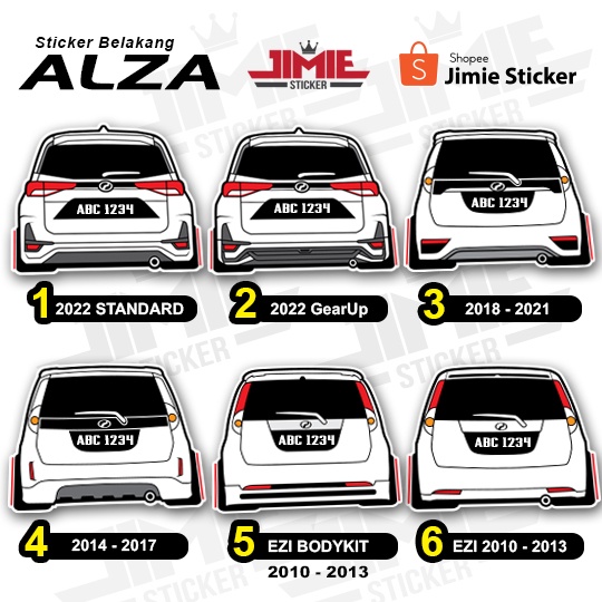 Sticker Alza, Myvi, Aruz, Bezza, Ativa, Axia, Kelisa, Kancil, Viva ...