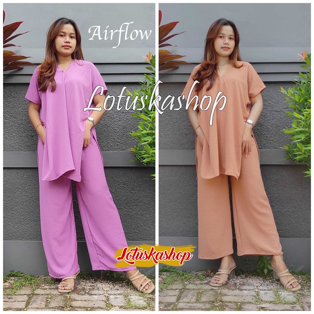 Camila Crinkle Airflow suit baju set seluar | Shopee Malaysia