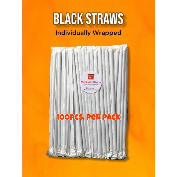 Black Straws Thin Individually Wrapped 100pcs. | Shopee Malaysia