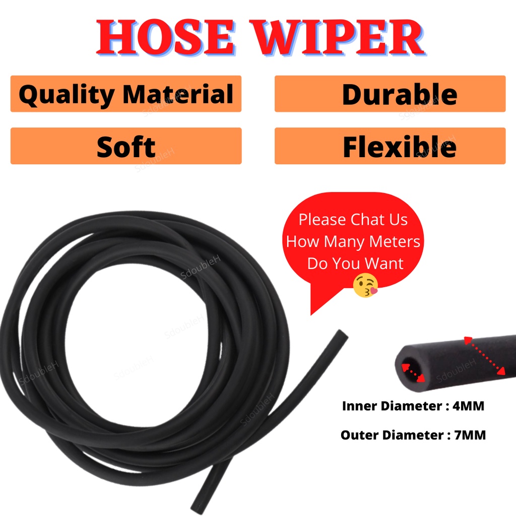 Spray Wiper Hose 7MM X 4MM Rubber Windshield Getah Kereta Tebal ...