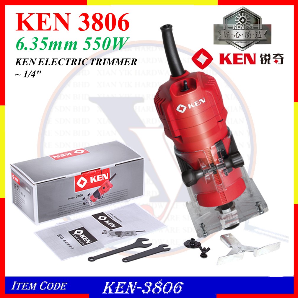 KEN-3806 | KEN ELECTRIC TRIMMER ~ 6.35mm 1/4" 550W | KEN 3806 | KEN POWER TOOLS | Shopee Malaysia