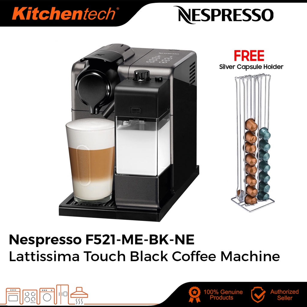 Nespresso F521-ME-BK-NE Lattissima Touch Black Coffee Machine [FREE CAPSULES RACK *RANDOM COLOR ...