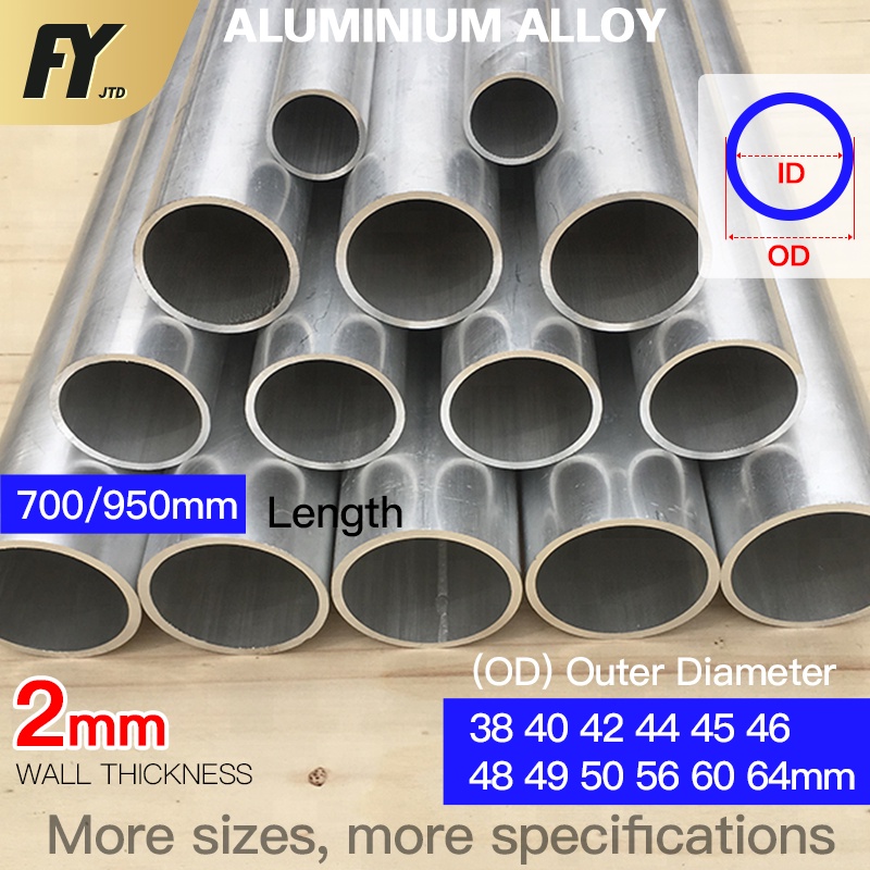 FUYI aluminum tube 2mm wall thickness OD 38-64mm pipe 700mm 950mm ...