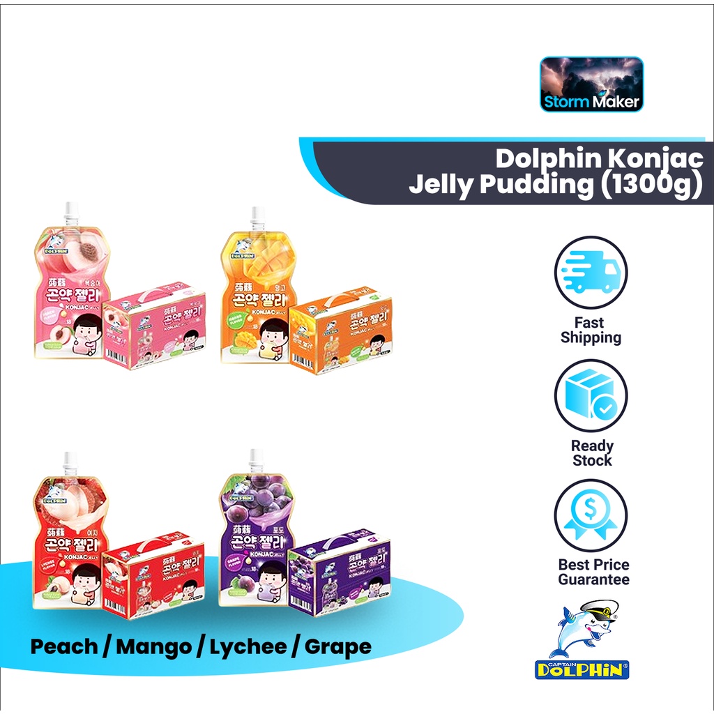 DOLPHIN KONJAC PEACH/MANGO/LYCHEE/GRAPE 1300g Jelly/ Jeli Konjac Puding Pelbagai Perisa 1300g ...