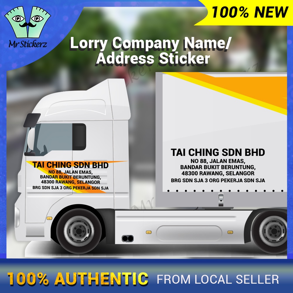 【Pre-Order】Lorry Cut Out Sticker Company Name with Address Door Sticker ...